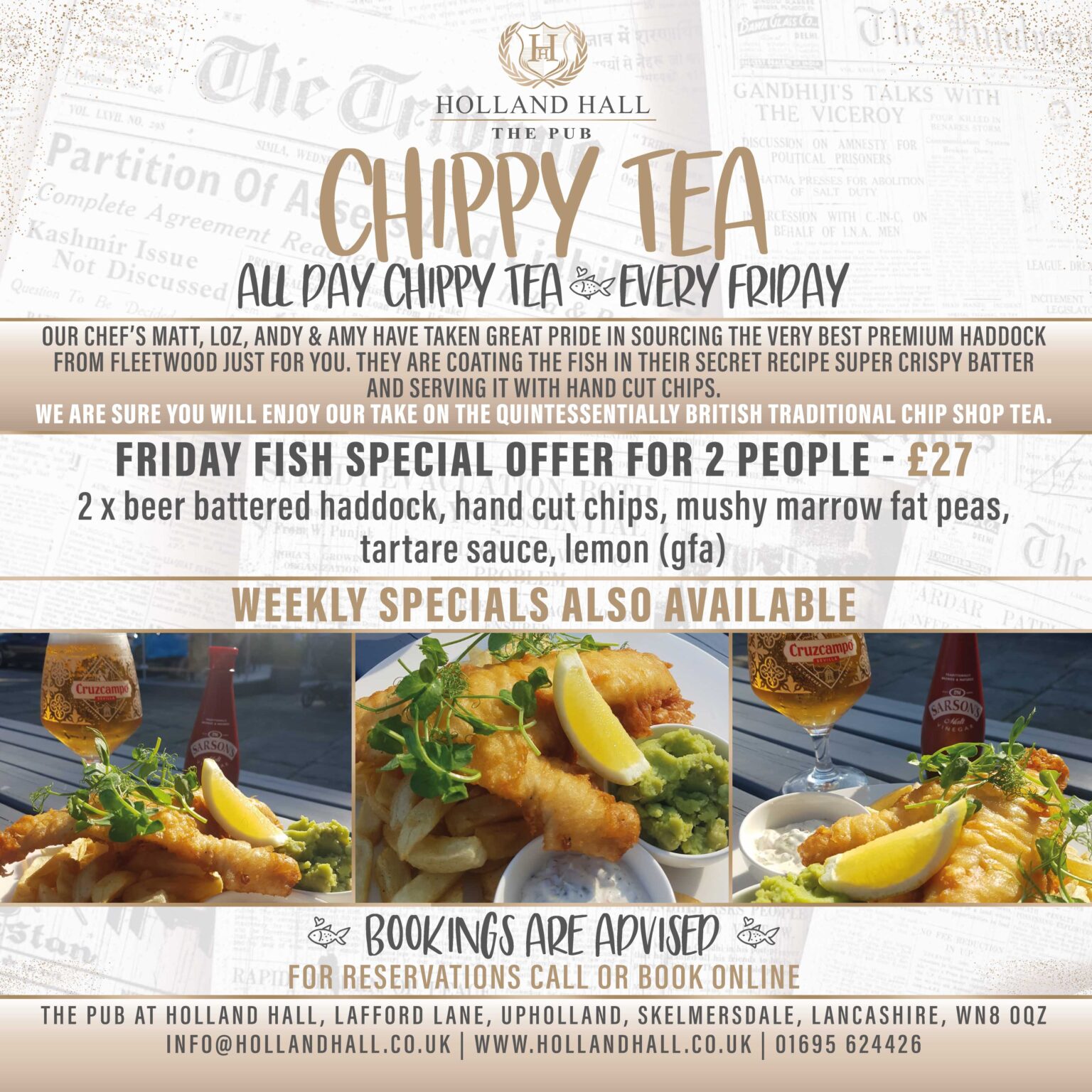 All Day Chippy Tea - Every Friday | Holland Hall